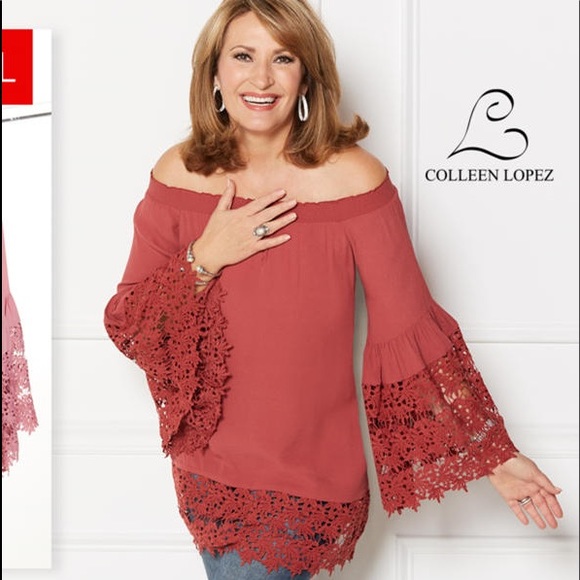 Colleen Lopez | Tops | Nwot Colleen Lopez L Lace Off Shoulder Blouse ...